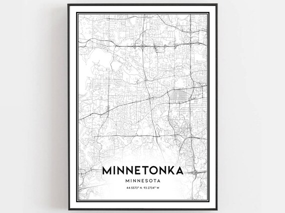 Minnetonka Map Print Minnetonka Map Poster Wall Art Mn City | Etsy