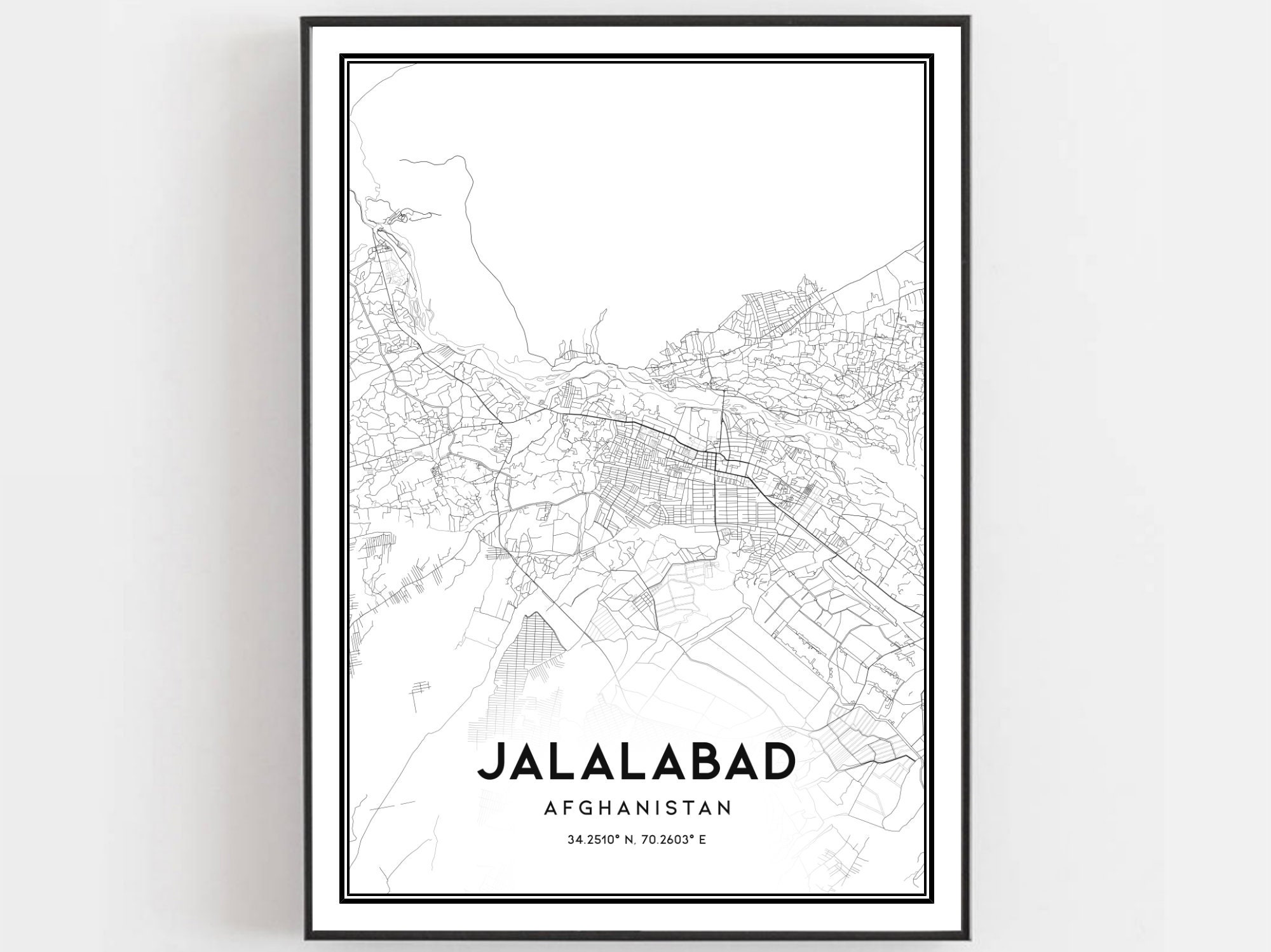 Jalalabad Map Print, Jalalabad Map Poster Wall Art, Jalalabad City Map ...