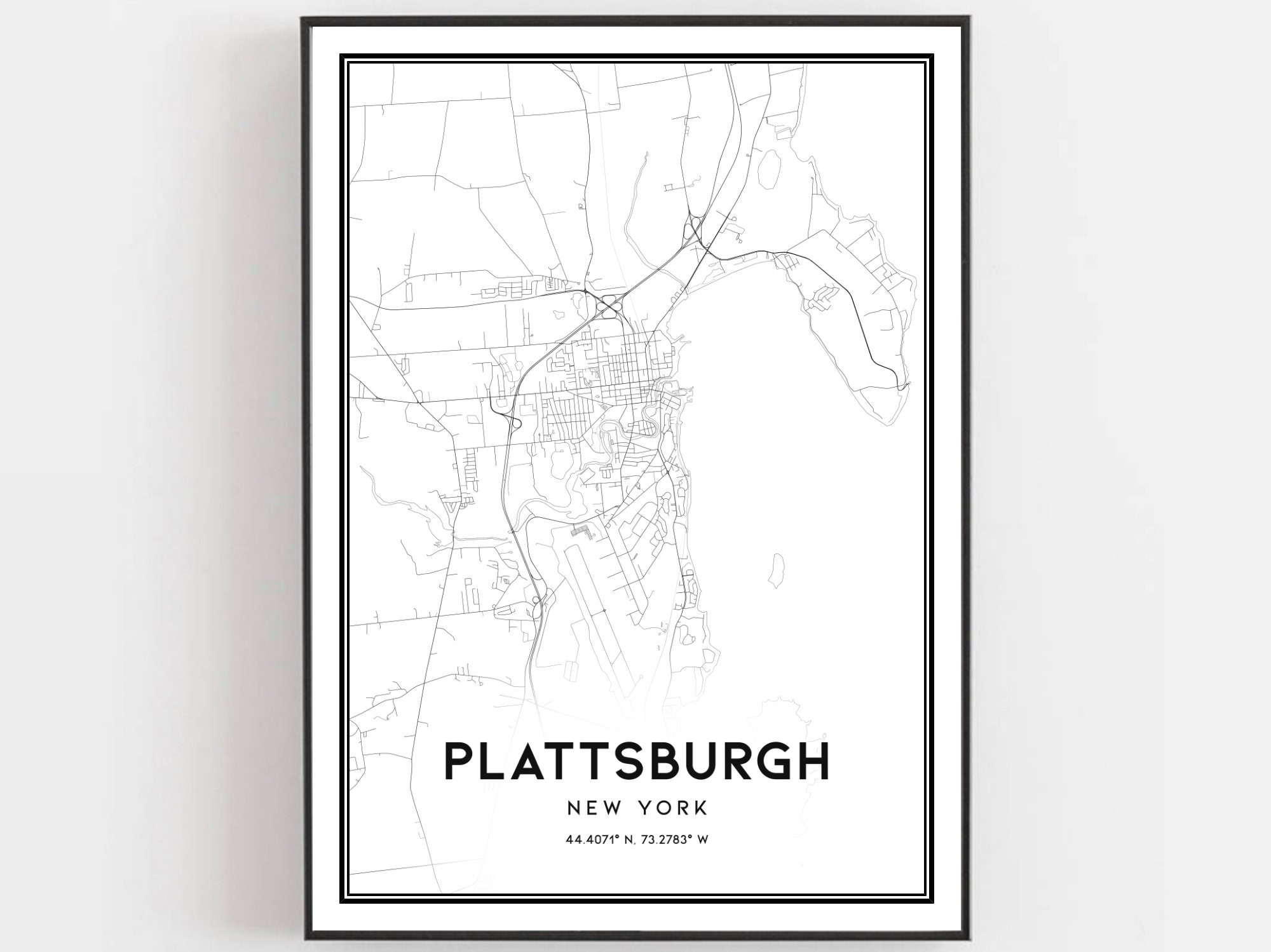 Plattsburgh Map Print Plattsburgh Map Poster Wall Art Ny - Etsy UK