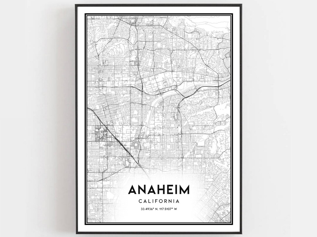 Anaheim Map Print, Anaheim Map Poster Wall Art, Ca City Map, California ...