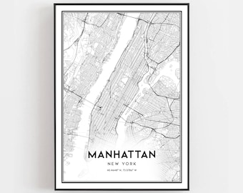 Manhattan Map Print, Manhattan Map Poster Wall Art, Ks City Map, Kansas ...