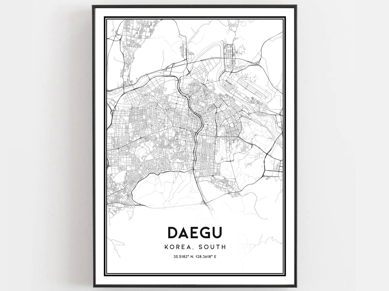Daegu Map Print Daegu Map Poster Wall Art Daegu City Map - Etsy