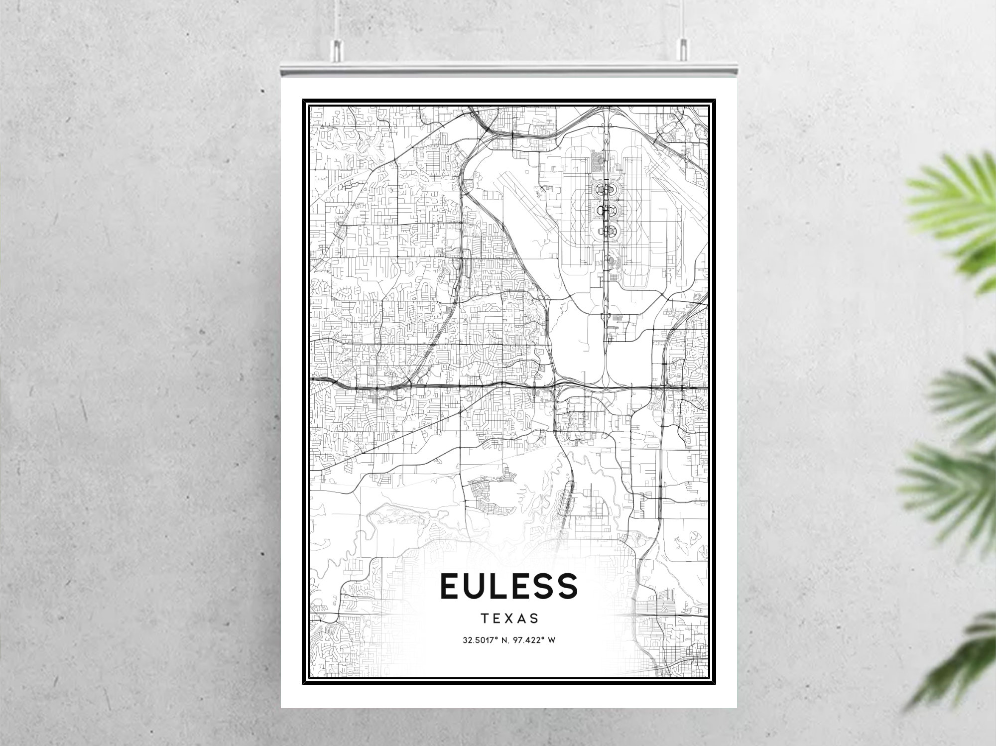 Euless Map Print Euless Map Poster Wall Art Tx City Map | Etsy