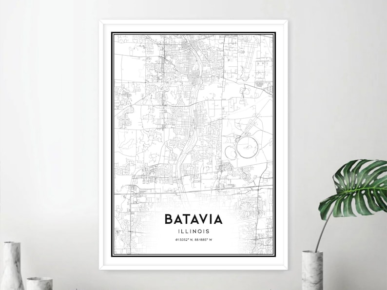 Batavia Map Print Batavia Map Poster Wall Art Il City Map - Etsy