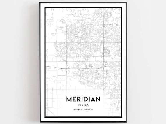 Meridian Map Print Meridian Map Poster Wall Art Id City Map | Etsy