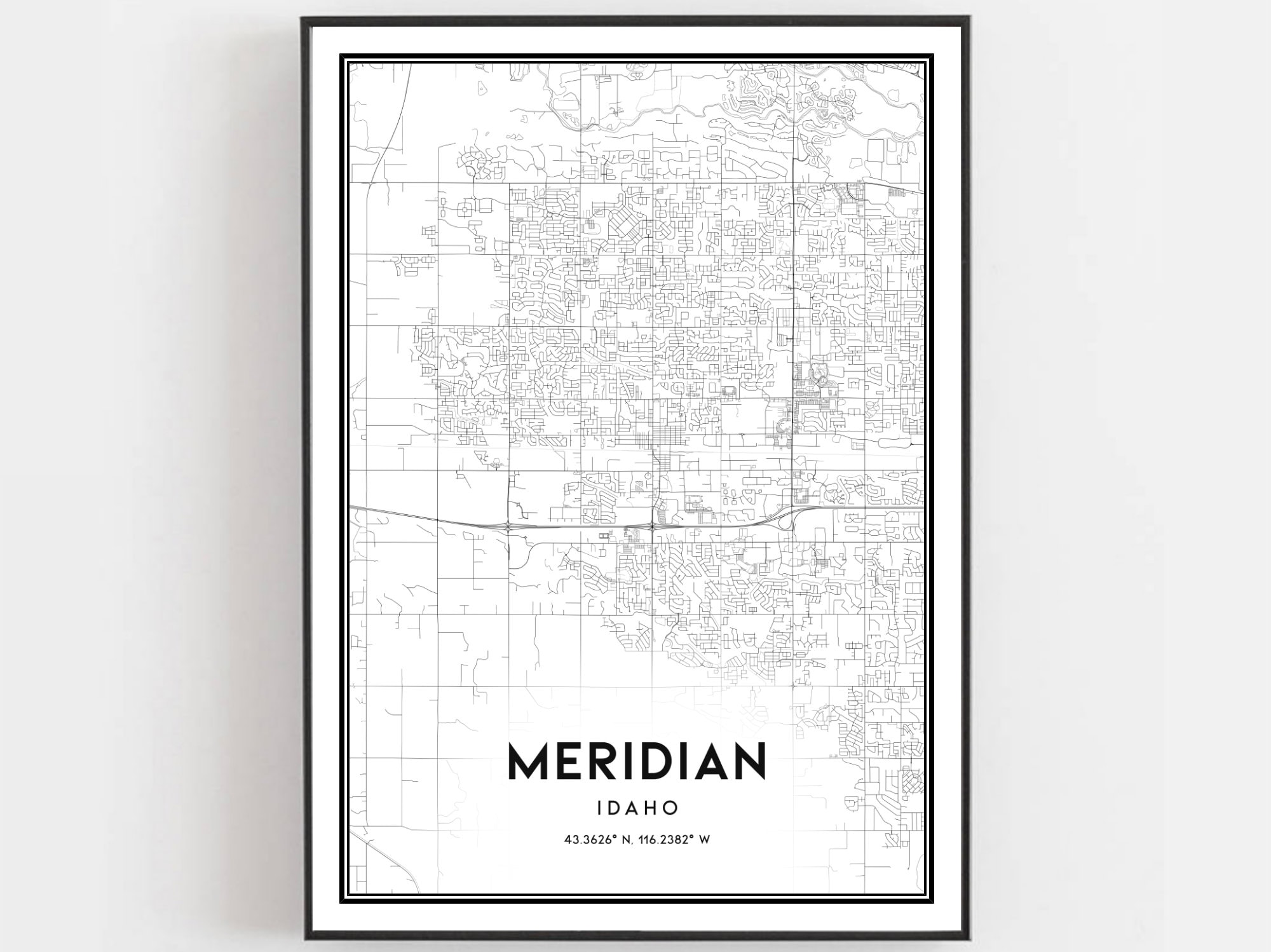 Meridian Map Print Meridian Map Poster Wall Art Id City Map - Etsy
