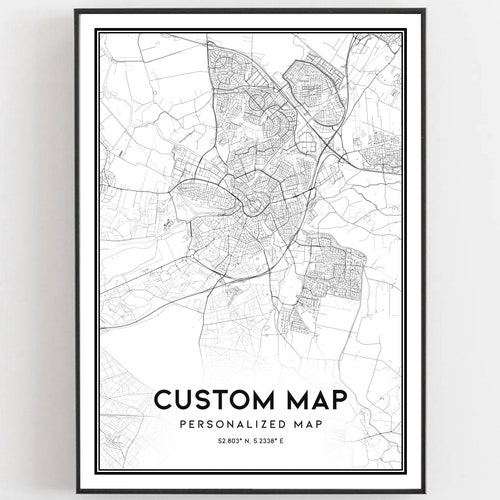 Custom Map Print Personalized City Map Print - Etsy