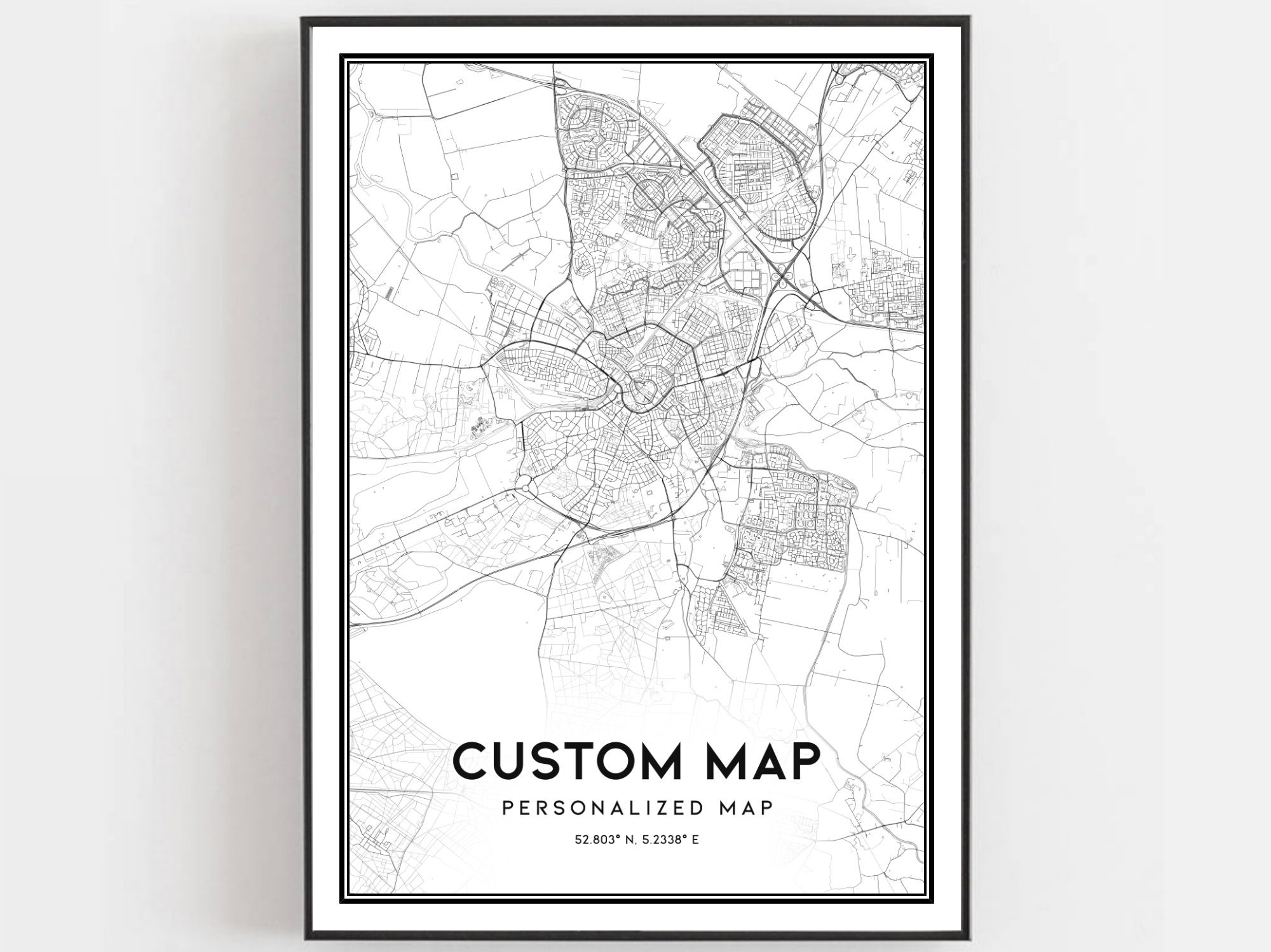 Custom Map Print Personalized City Map Print - Etsy