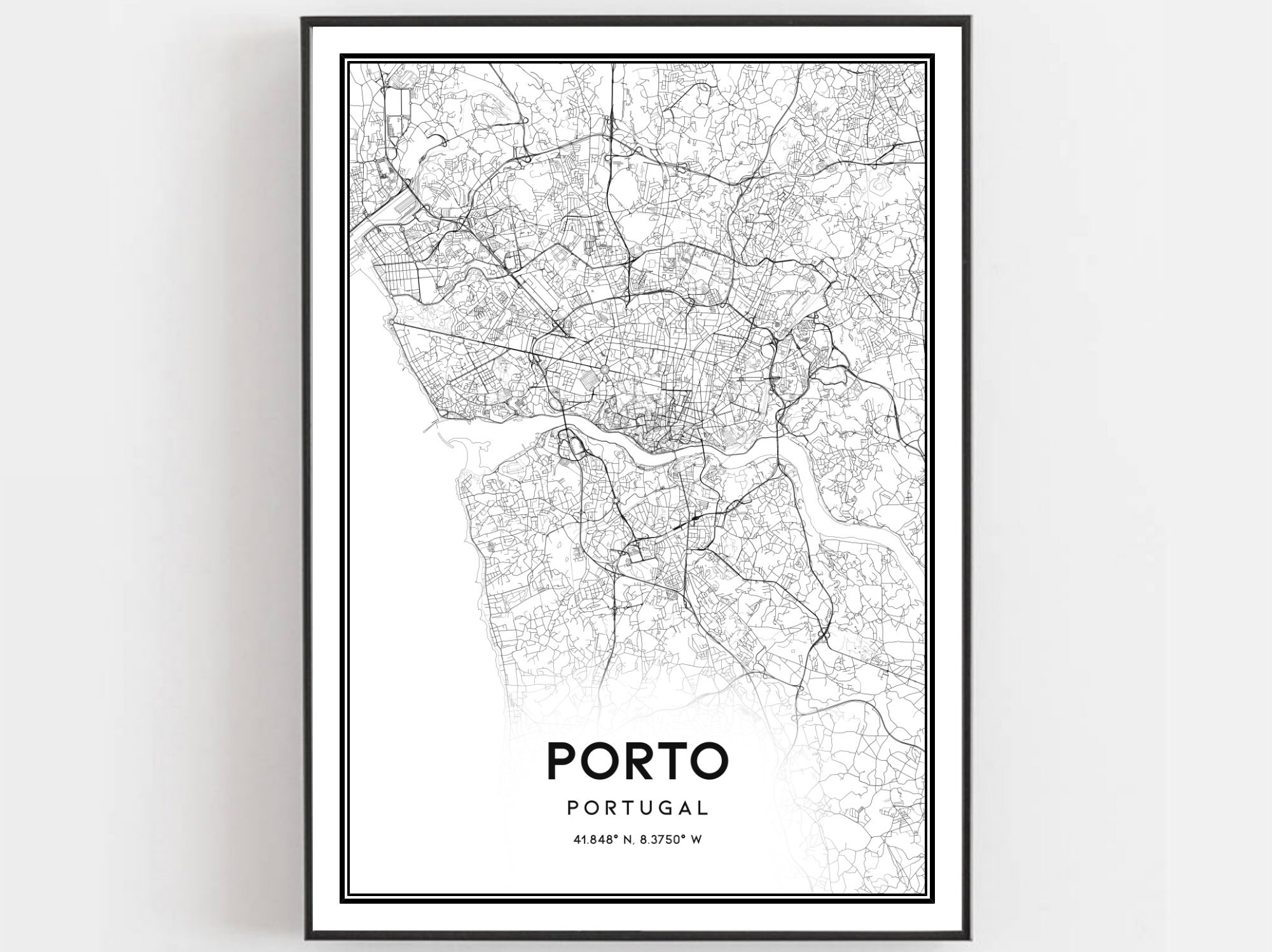 Porto Map Print Porto Map Poster Wall Art Porto City Map - Etsy