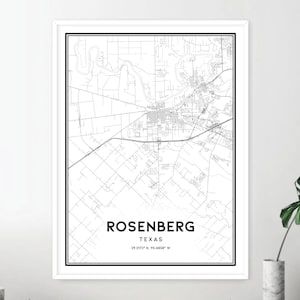 Rosenberg Map Print, Rosenberg Map Poster Wall Art, Tx City Map, Texas ...