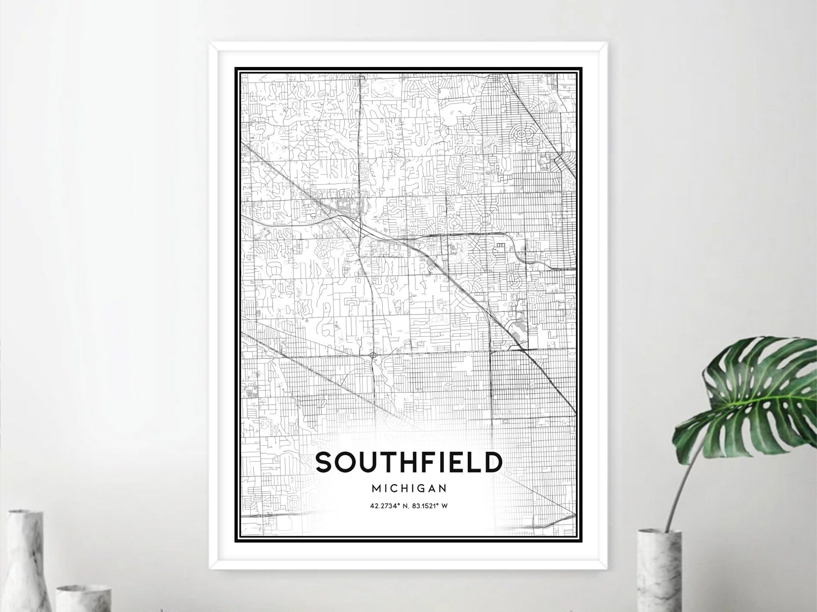 Southfield Map Print Southfield Map Poster Wall Art Mi City | Etsy