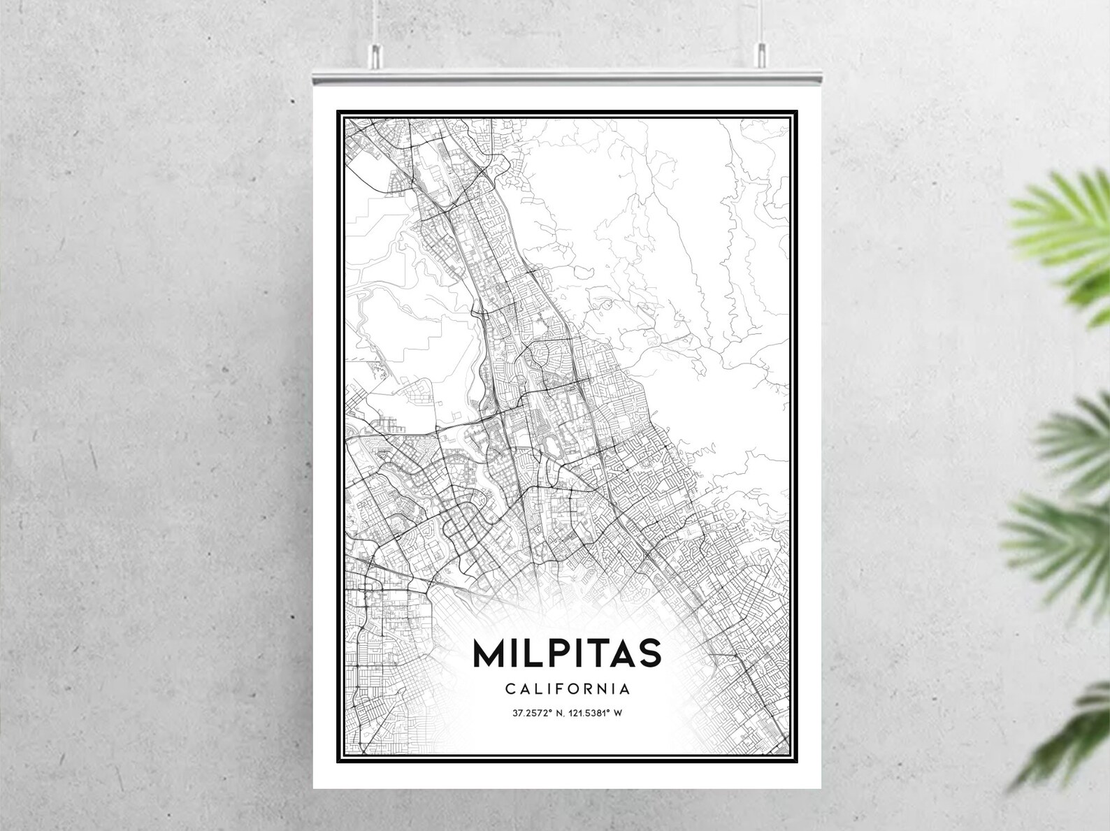 Milpitas Map Print Milpitas Map Poster Wall Art Ca City Map | Etsy