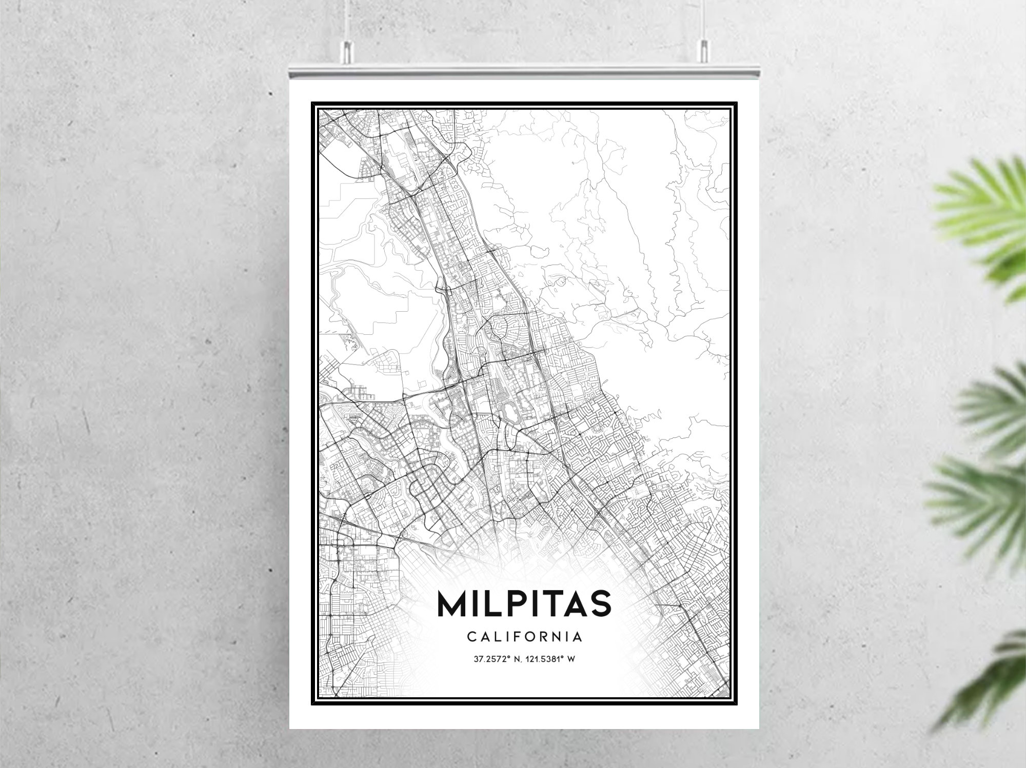Milpitas Map Print Milpitas Map Poster Wall Art Ca City Map | Etsy