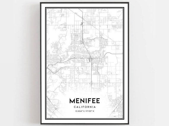 Menifee Map Print Menifee Map Poster Wall Art Ca City Map - Etsy