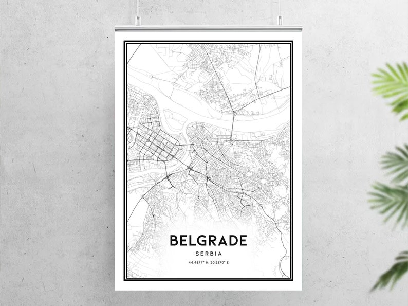 Belgrade Map Print Belgrade Map Poster Wall Art Belgrade | Etsy