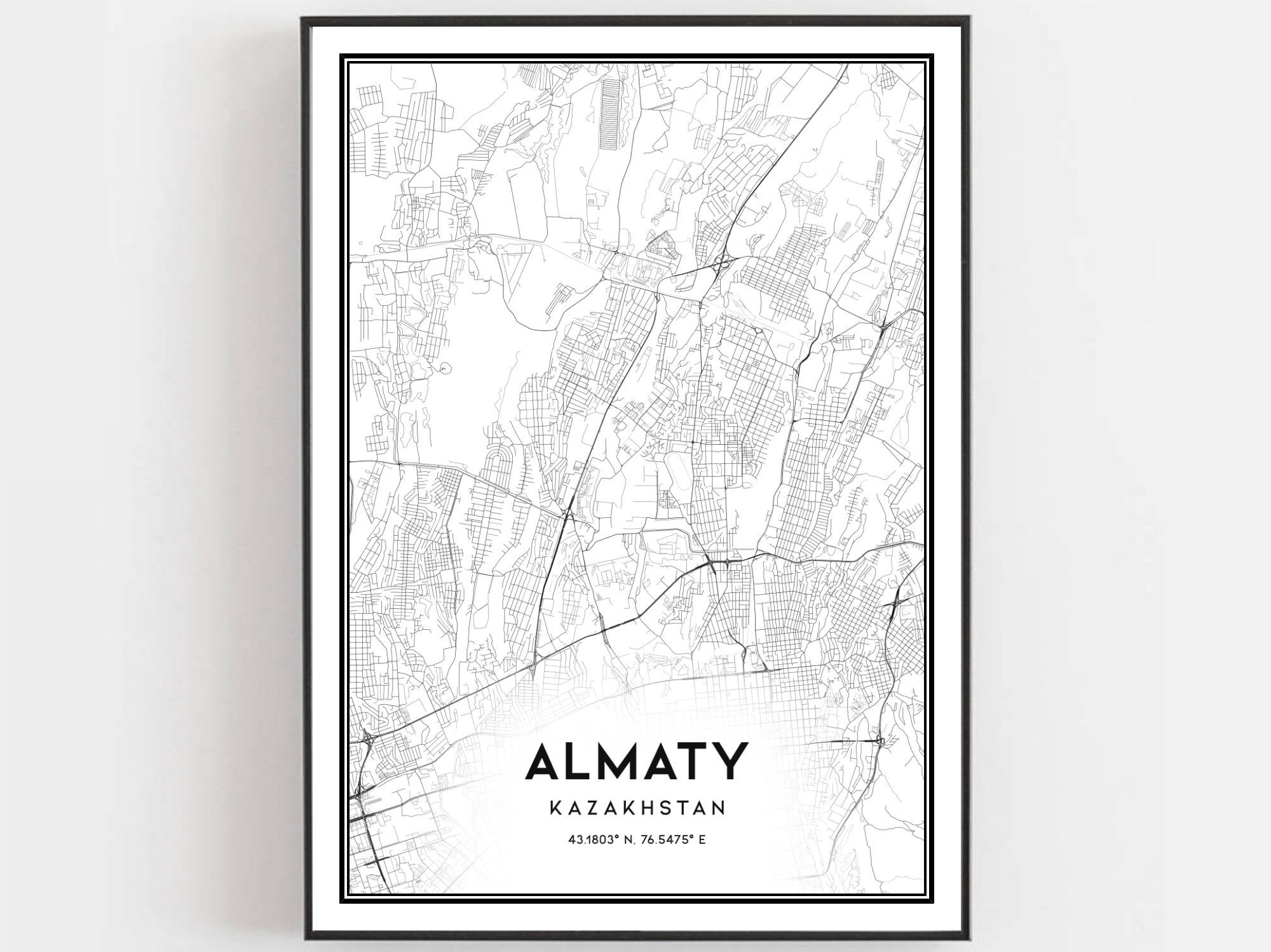 Almaty Map Print Almaty Map Poster Wall Art Almaty City | Etsy