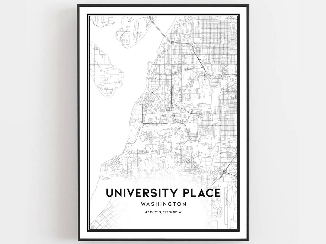 University Place Map Print, University Place Map Poster Wall Art, Wa ...