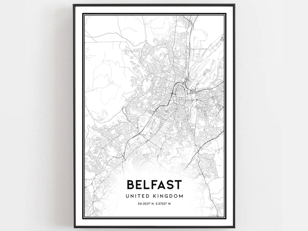 Belfast Map Print, Belfast Map Poster Wall Art, Belfast City Map ...