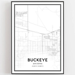 Buckeye Map Print, Buckeye Map Poster Wall Art, Az City Map, Arizona ...