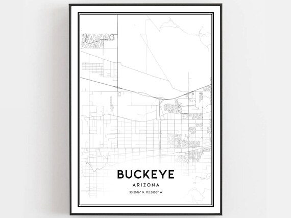 Buckeye Map Print Buckeye Map Poster Wall Art Az City Map | Etsy