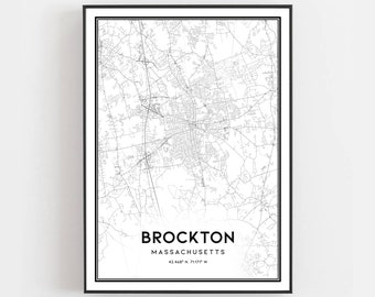 Brockton Map Print, Brockton Map Poster Wall Art, Ma City Map ...