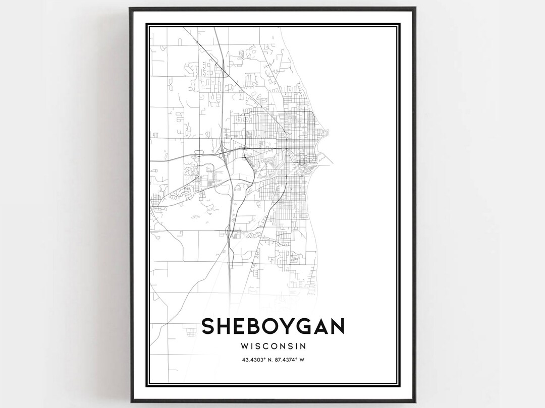 Sheboygan Map Print, Sheboygan Map Poster Wall Art, Wi City Map ...