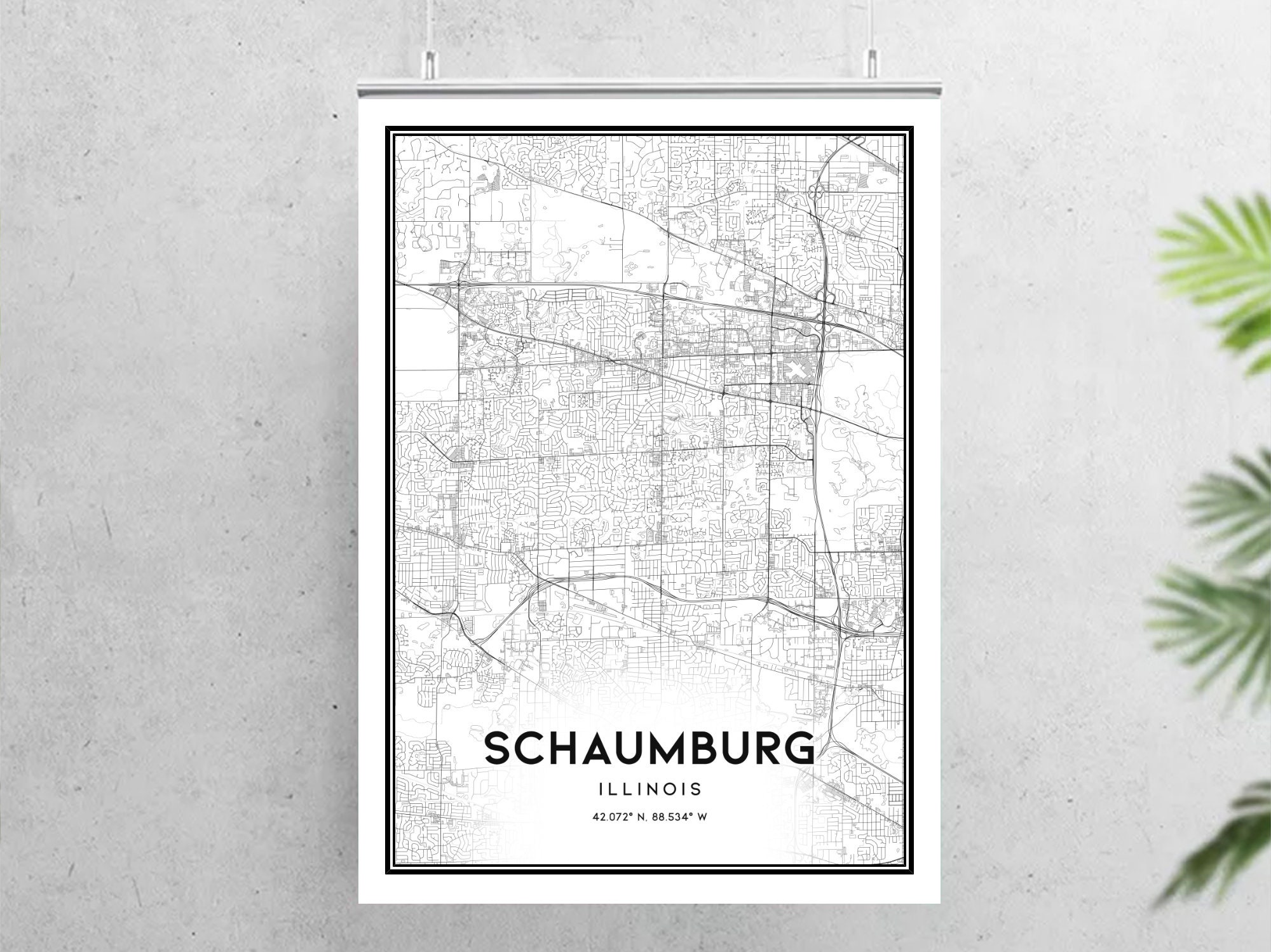 Schaumburg Map Print Schaumburg Map Poster Wall Art Il City | Etsy