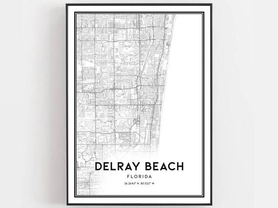 Delray Beach Map Print Delray Beach Map Poster Wall Art Fl | Etsy