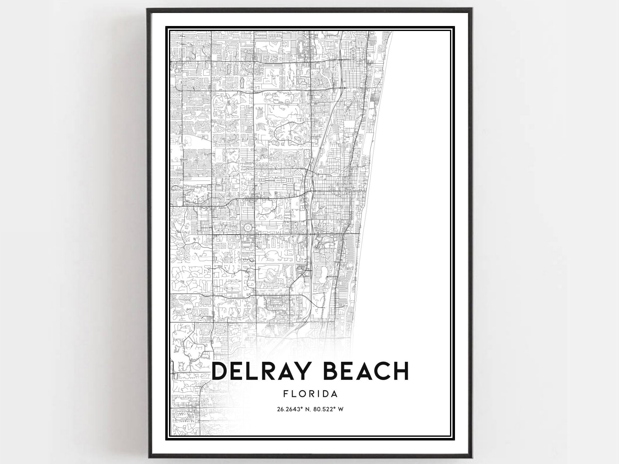 Delray Beach Map Print Delray Beach Map Poster Wall Art Fl - Etsy