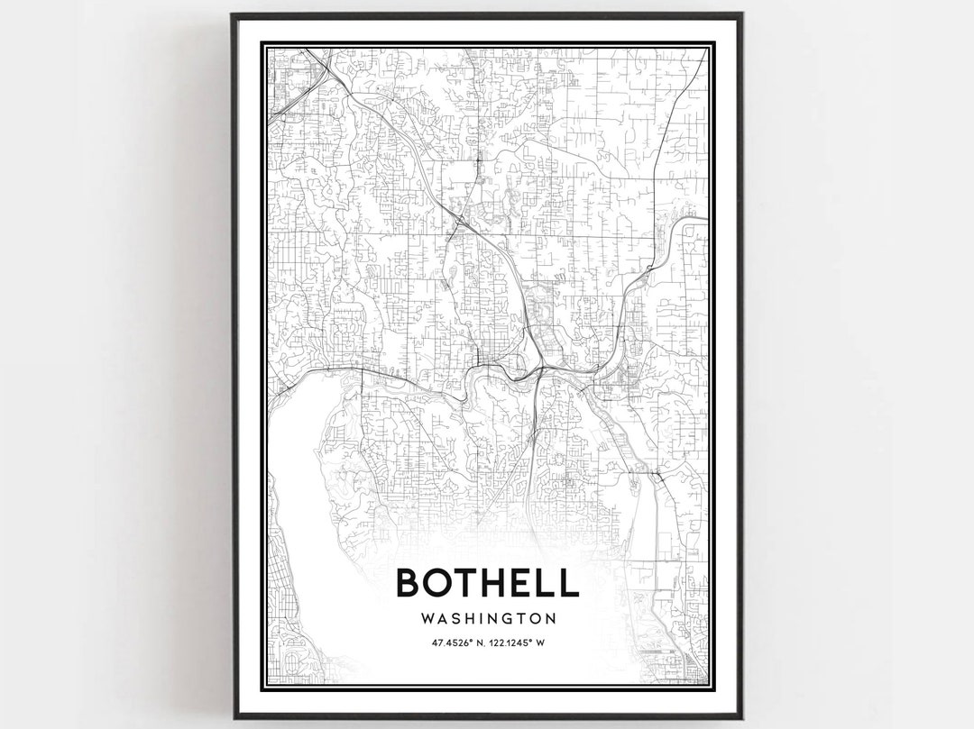 Bothell Map Print, Bothell Map Poster Wall Art, Wa City Map, Washington ...
