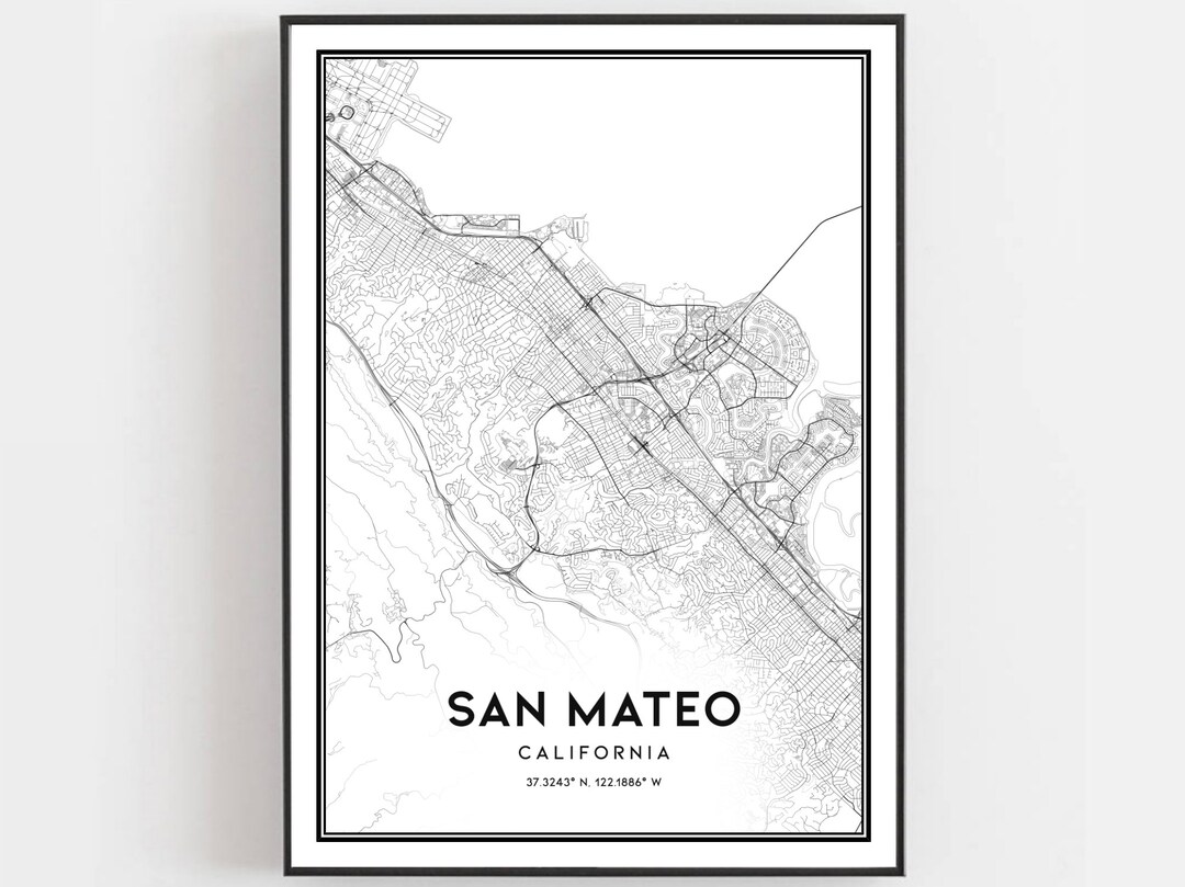 San Mateo Map Print, San Mateo Map Poster Wall Art, Ca City Map ...