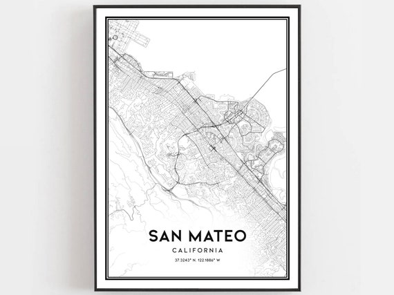 San Mateo Map Print San Mateo Map Poster Wall Art Ca City | Etsy