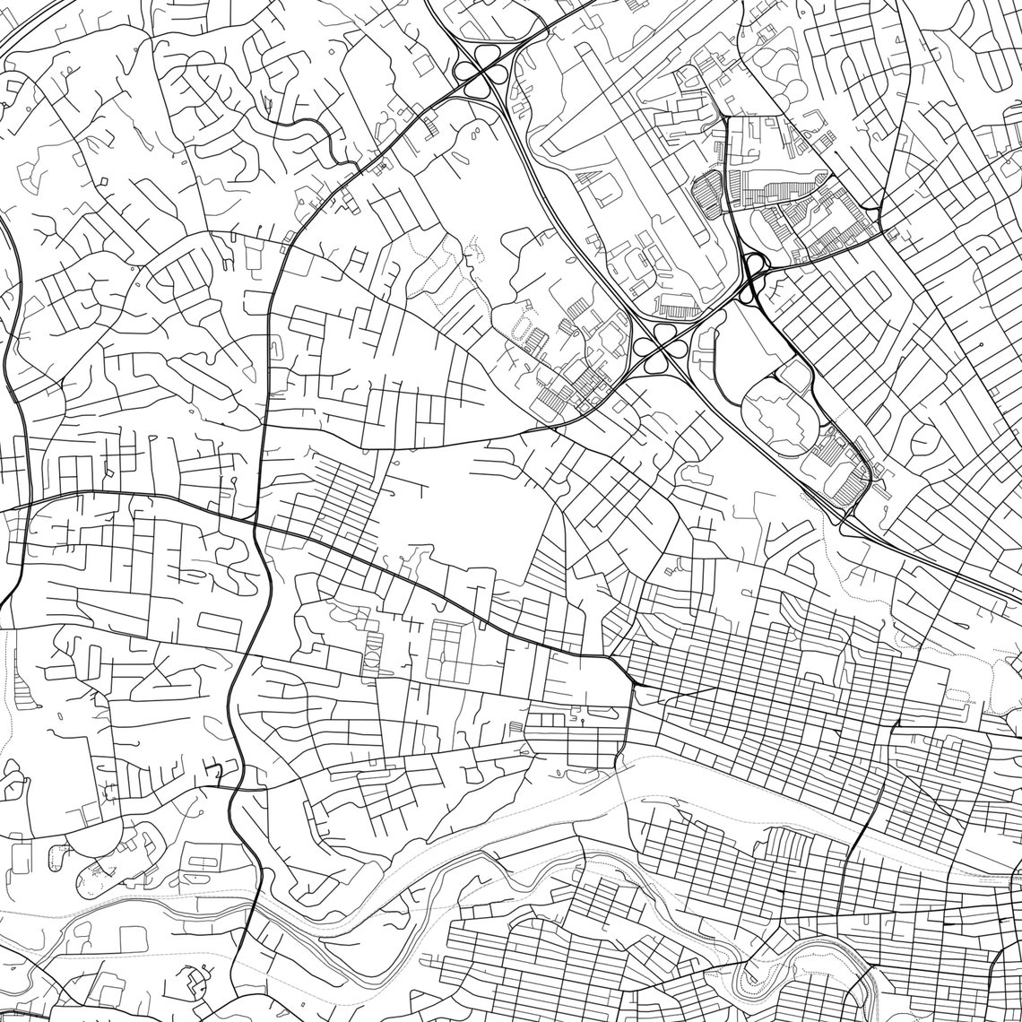 Roanoke Map Print Roanoke Map Poster Wall Art Va City Map | Etsy