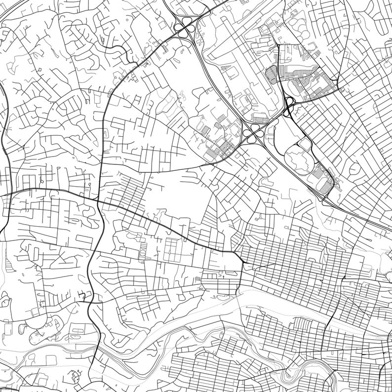 Roanoke Map Print, Roanoke Map Poster Wall Art, Va City Map, Virginia ...