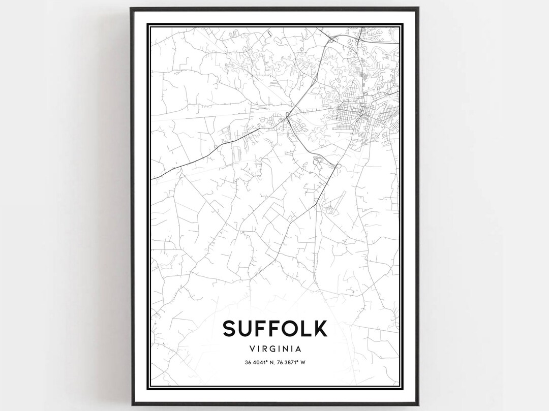 Suffolk Map Print, Suffolk Map Poster Wall Art, Va City Map, Virginia ...