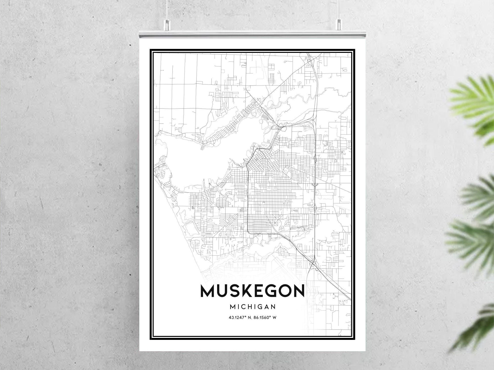 Muskegon Map Print Muskegon Map Poster Wall Art Mi City | Etsy