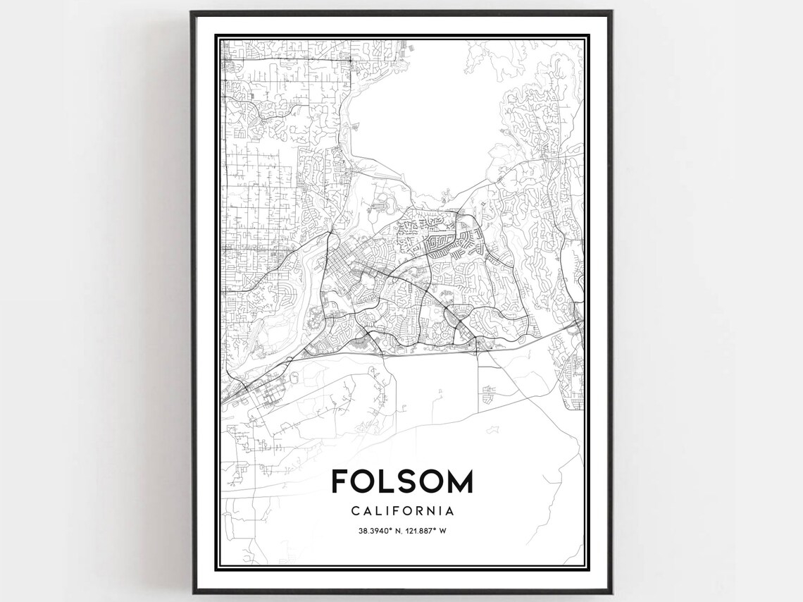 Folsom Map Print Folsom Map Poster Wall Art Ca City Map - Etsy
