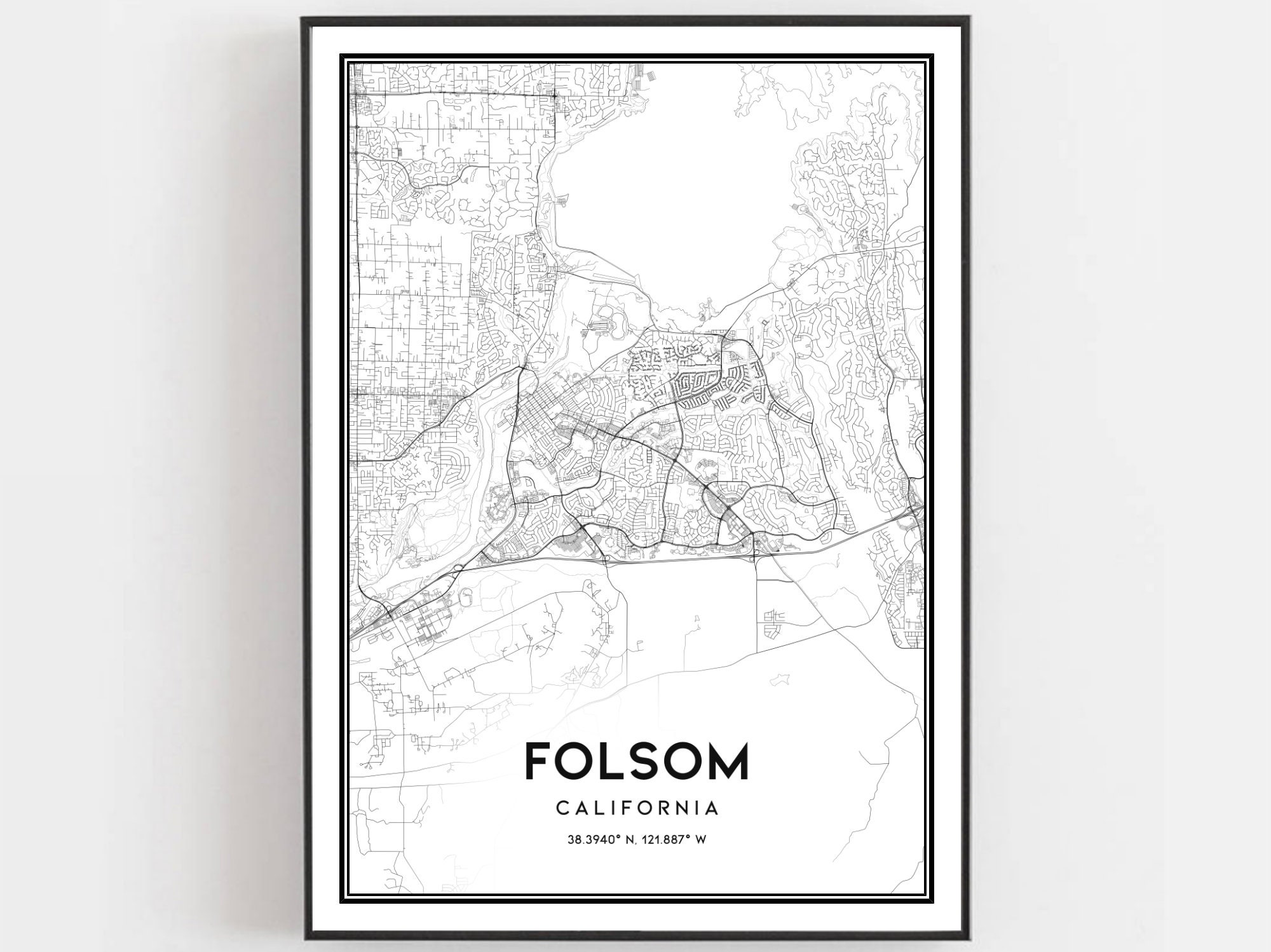 Folsom Map Print Folsom Map Poster Wall Art Ca City Map | Etsy
