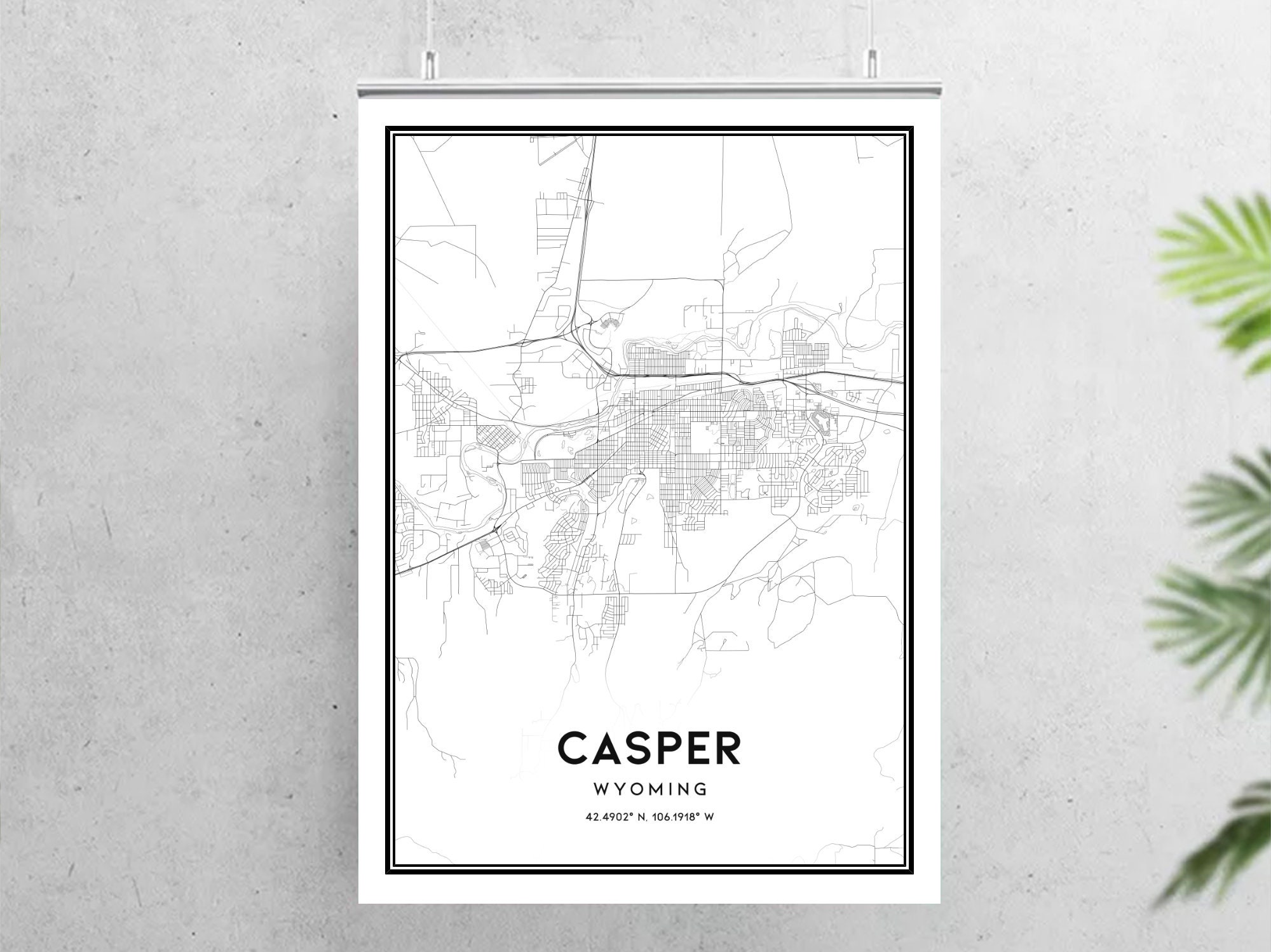 Casper Map Print Casper Map Poster Wall Art Wy City Map - Etsy