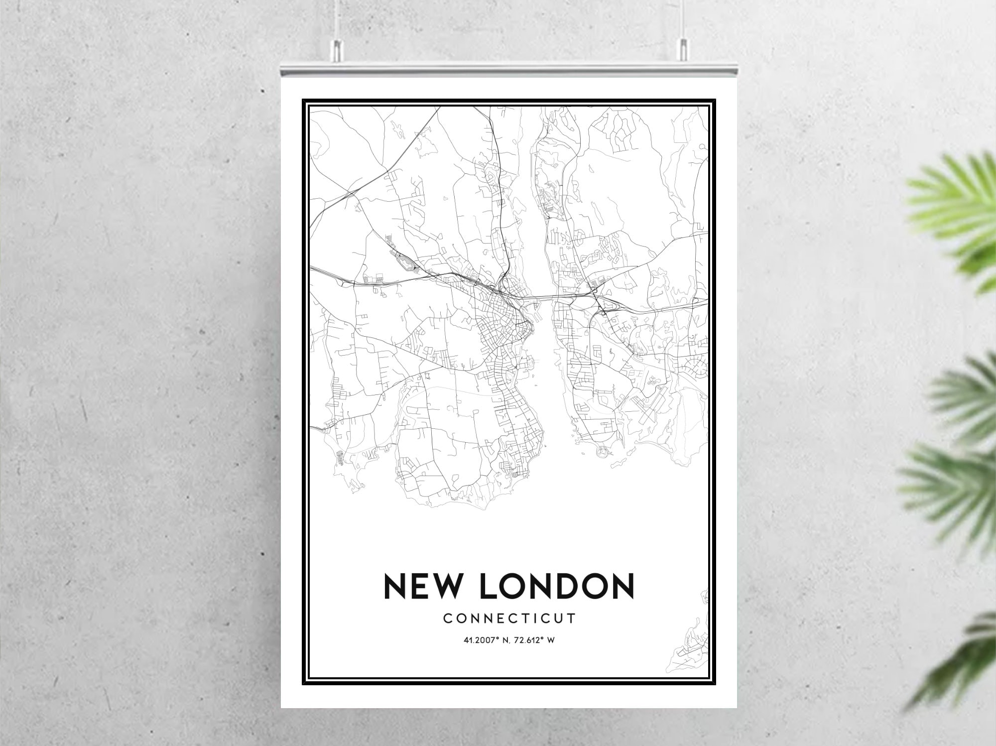 New London Map Print New London Map Poster Wall Art Ct City - Etsy
