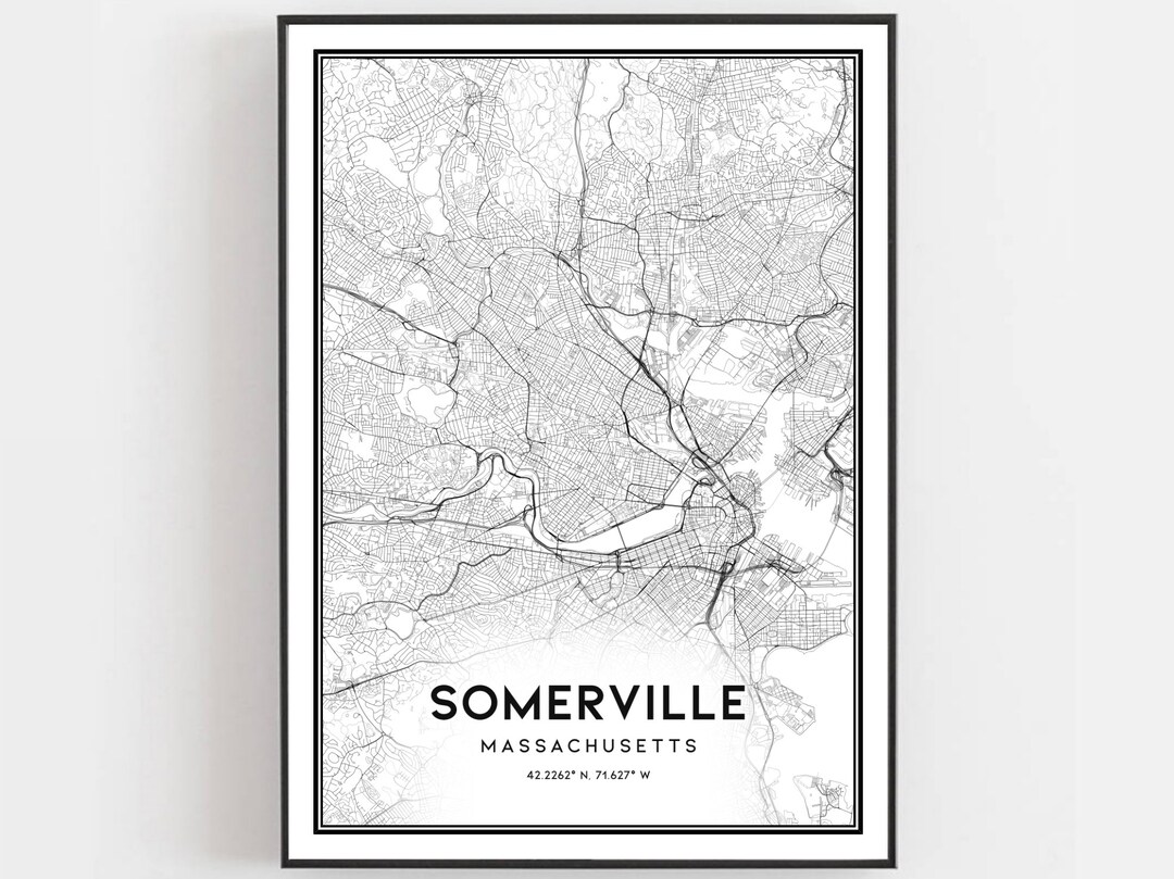 Somerville Map Print, Somerville Map Poster Wall Art, Ma City Map ...