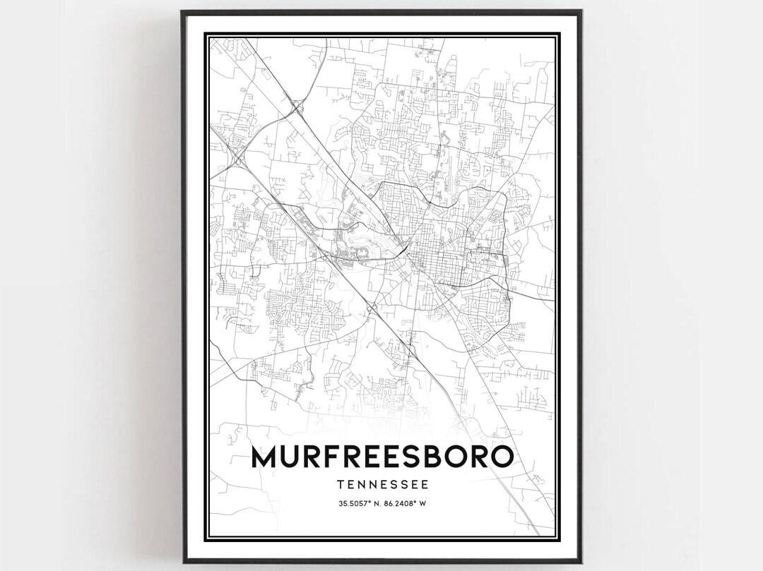 Murfreesboro Map Print, Murfreesboro Map Poster Wall Art, Tn City Map ...