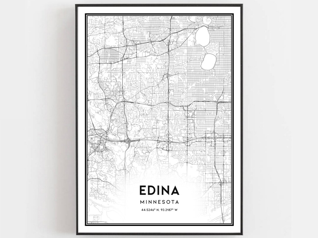 Edina Map Print, Edina Map Poster Wall Art, Mn City Map, Minnesota ...