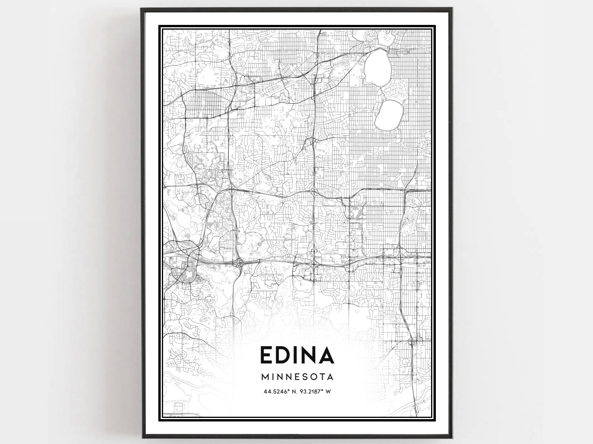 Edina Map Print Edina Map Poster Wall Art Mn City Map | Etsy