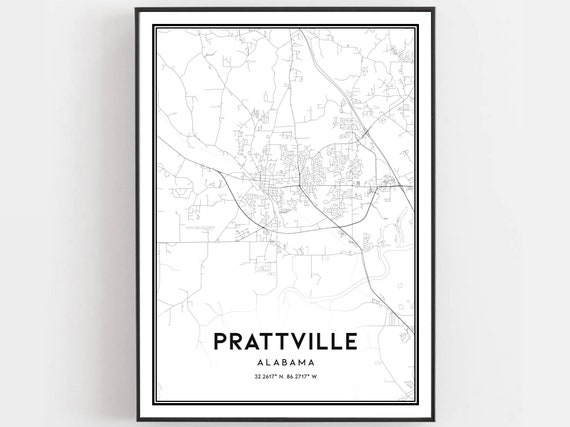 Prattville Map Print Prattville Map Poster Wall Art Al City | Etsy