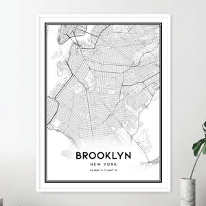 Brooklyn Map Print, Brooklyn Map Poster Wall Art, Ny City Map, New York ...