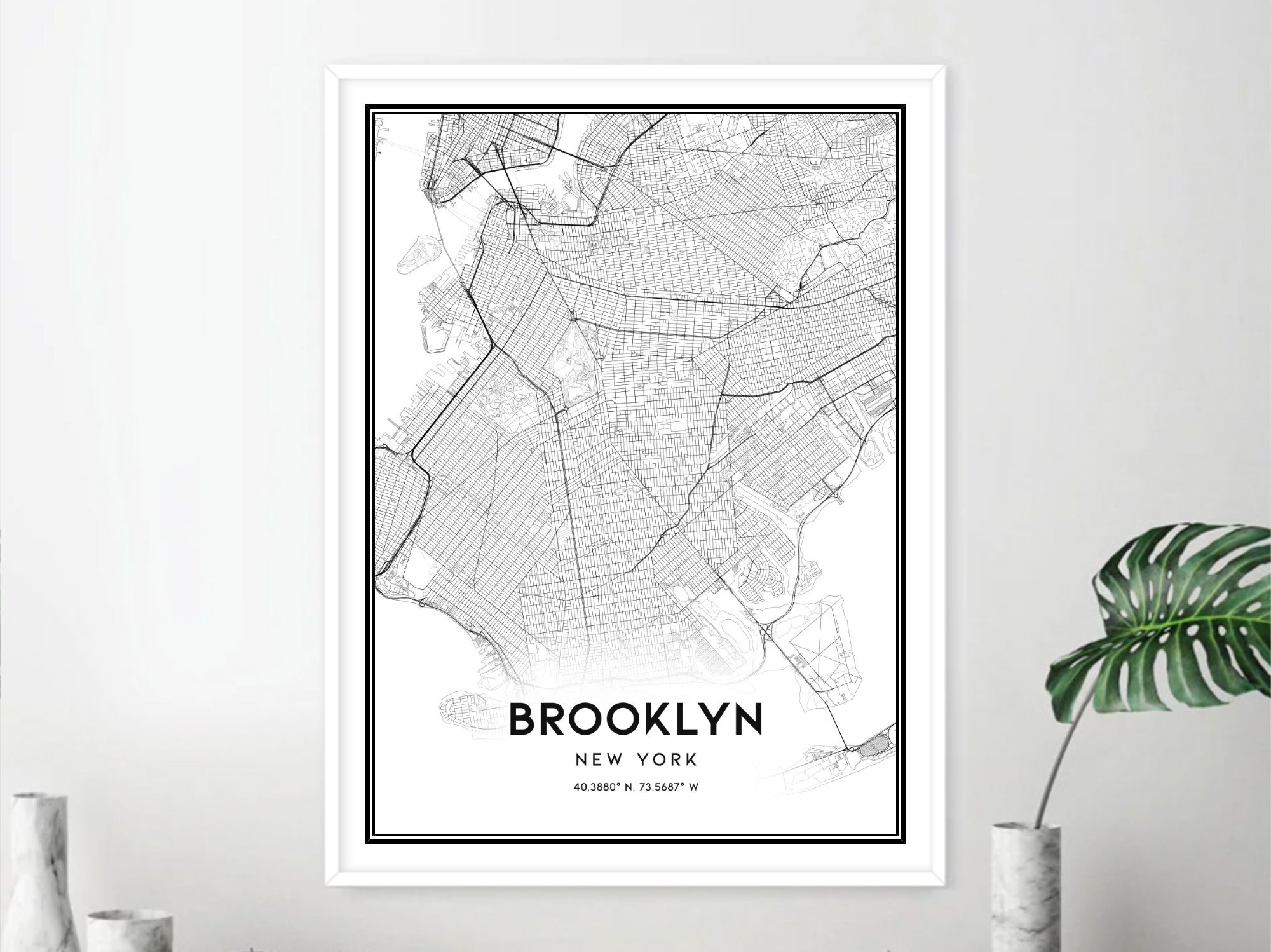 Brooklyn Map Print Brooklyn Map Poster Wall Art Ny City Map - Etsy