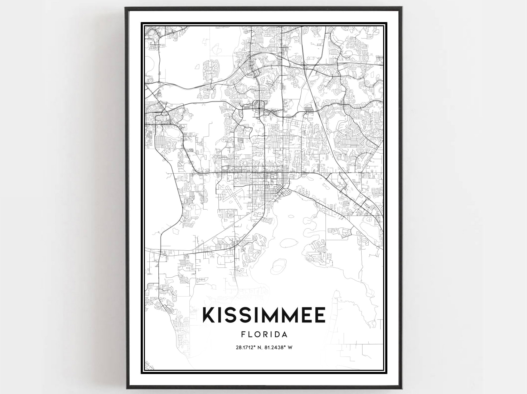 Kissimmee Map Print Kissimmee Map Poster Wall Art Fl City | Etsy