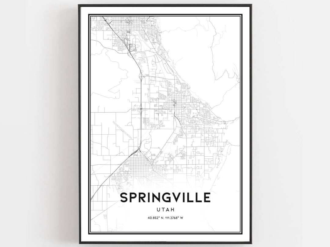 Springville Map Print, Springville Map Poster Wall Art, Ut City Map ...