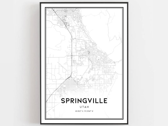 Springville Map Print Springville Map Poster Wall Art Ut | Etsy